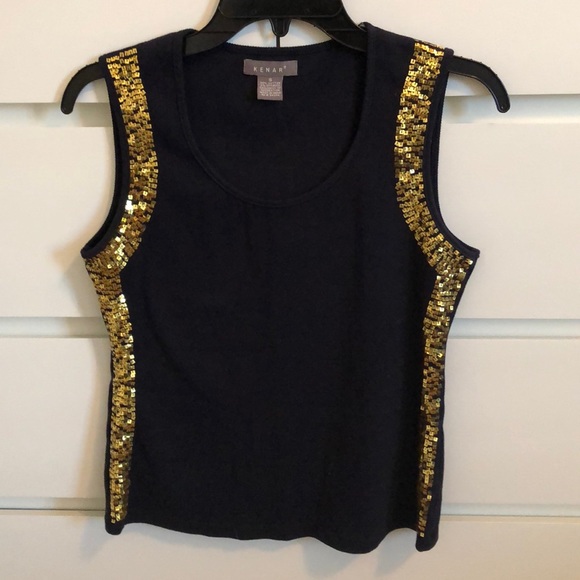 Kenar | Tops | Navy Stretchy Sequin Tank | Poshmark